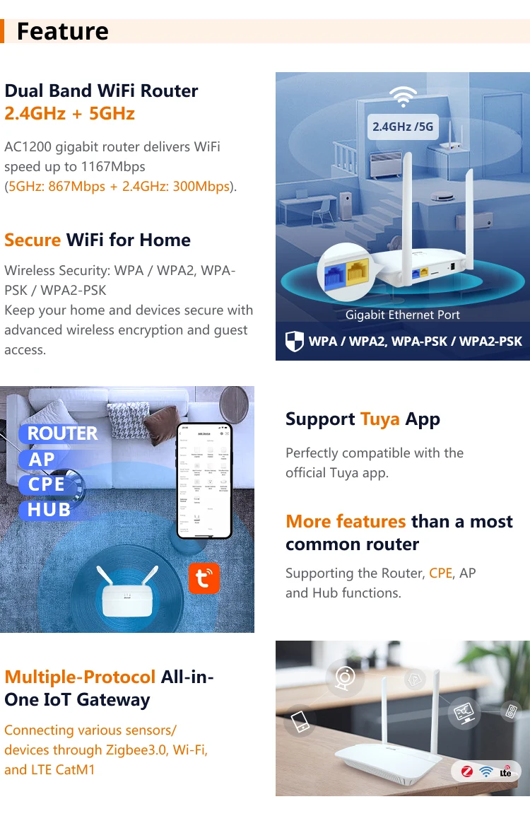 Dusun 4g Indoor Cpe Wifi Router With Zigbee Home Automation Tuya Zigbee ...