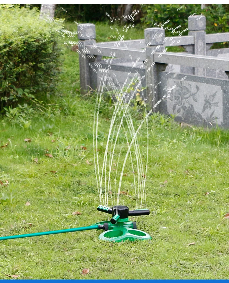 360 Degree Adjustable Automatic Rotating Garden Sprinkler 3-arms Water ...
