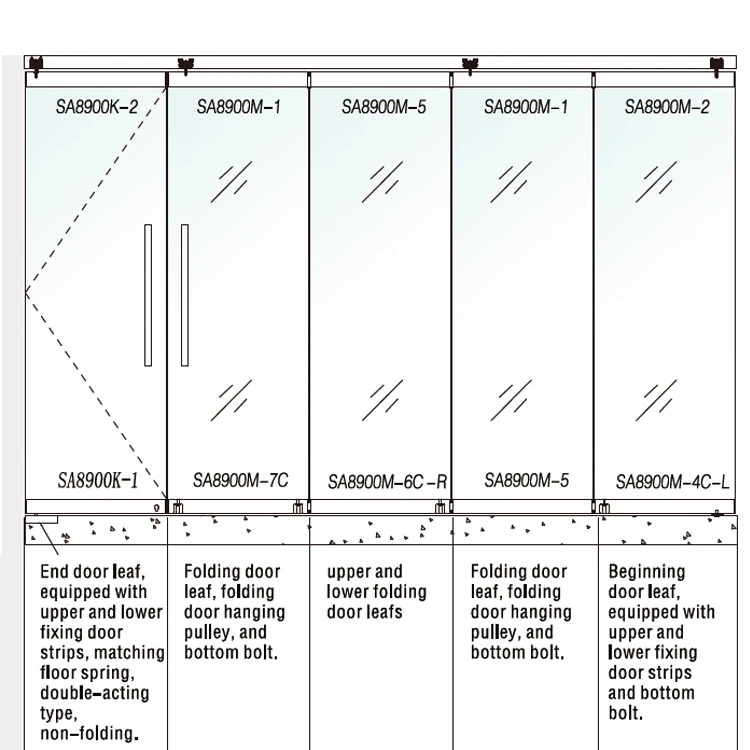 Sunroom Frameless Glass Sliding Folding Door Glass Veranda Patio Bifold Door Hardware Panorama ...