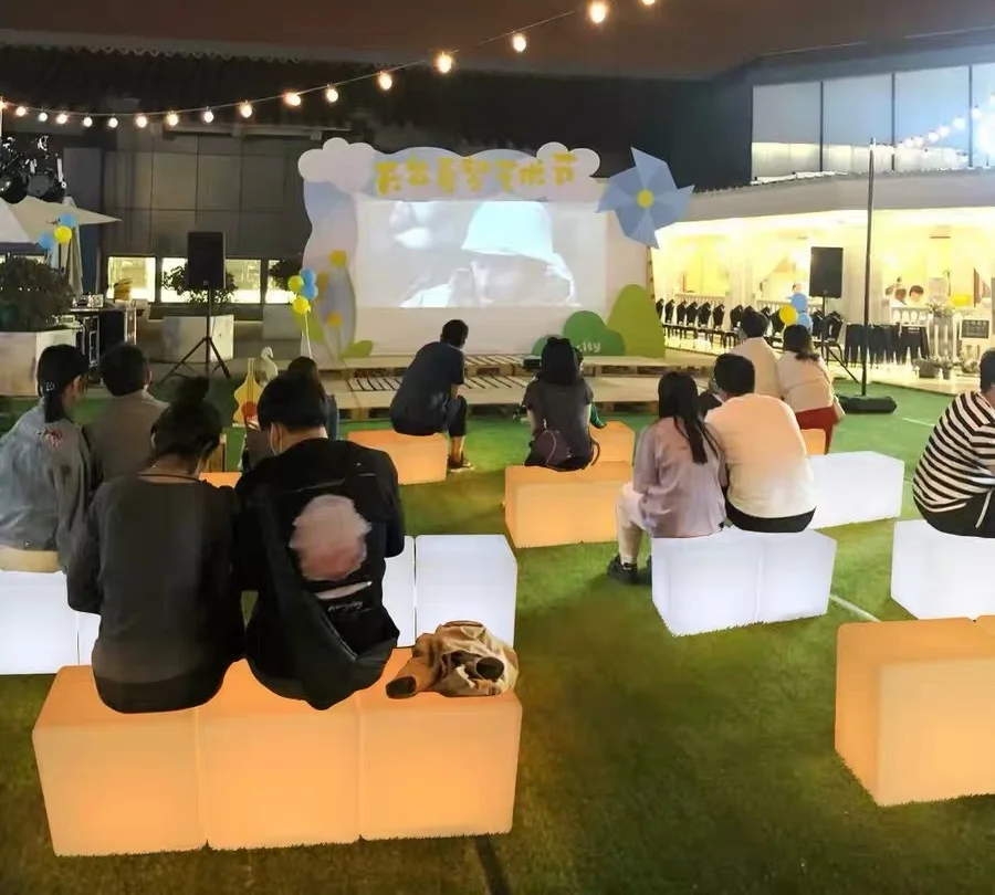 Modern Led Light-emitting Cube Outdoor Furniture Creative Remote ...