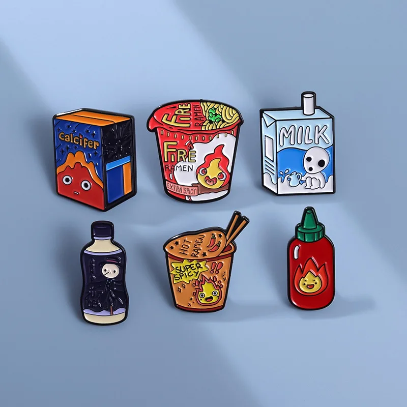 6 Design Anime Howl's Moving Castle Calcifer In Food Style Cloisonne ...