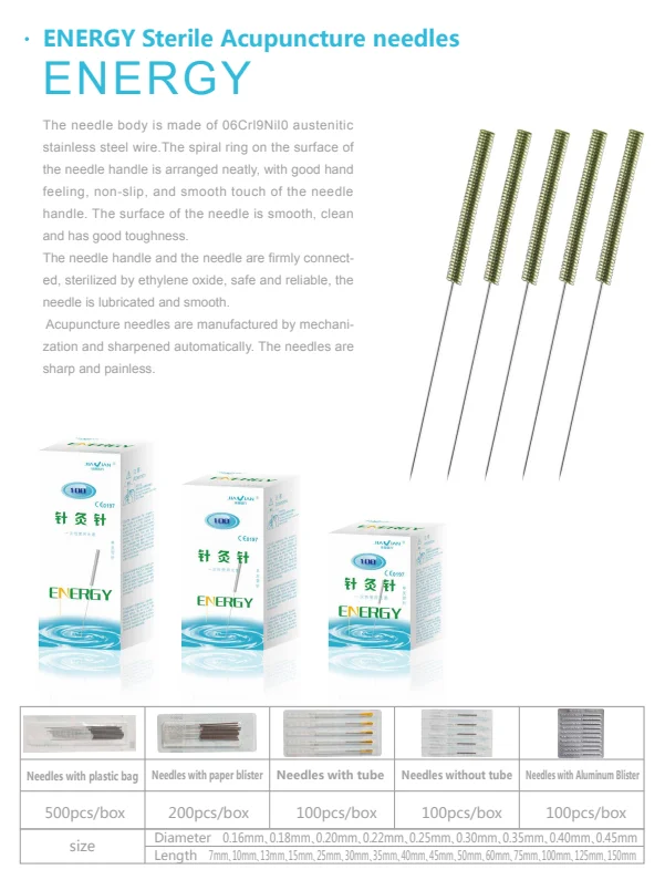 Disposable Sterile Silver Handle Acupuncturer Needle Acupuntura With ...