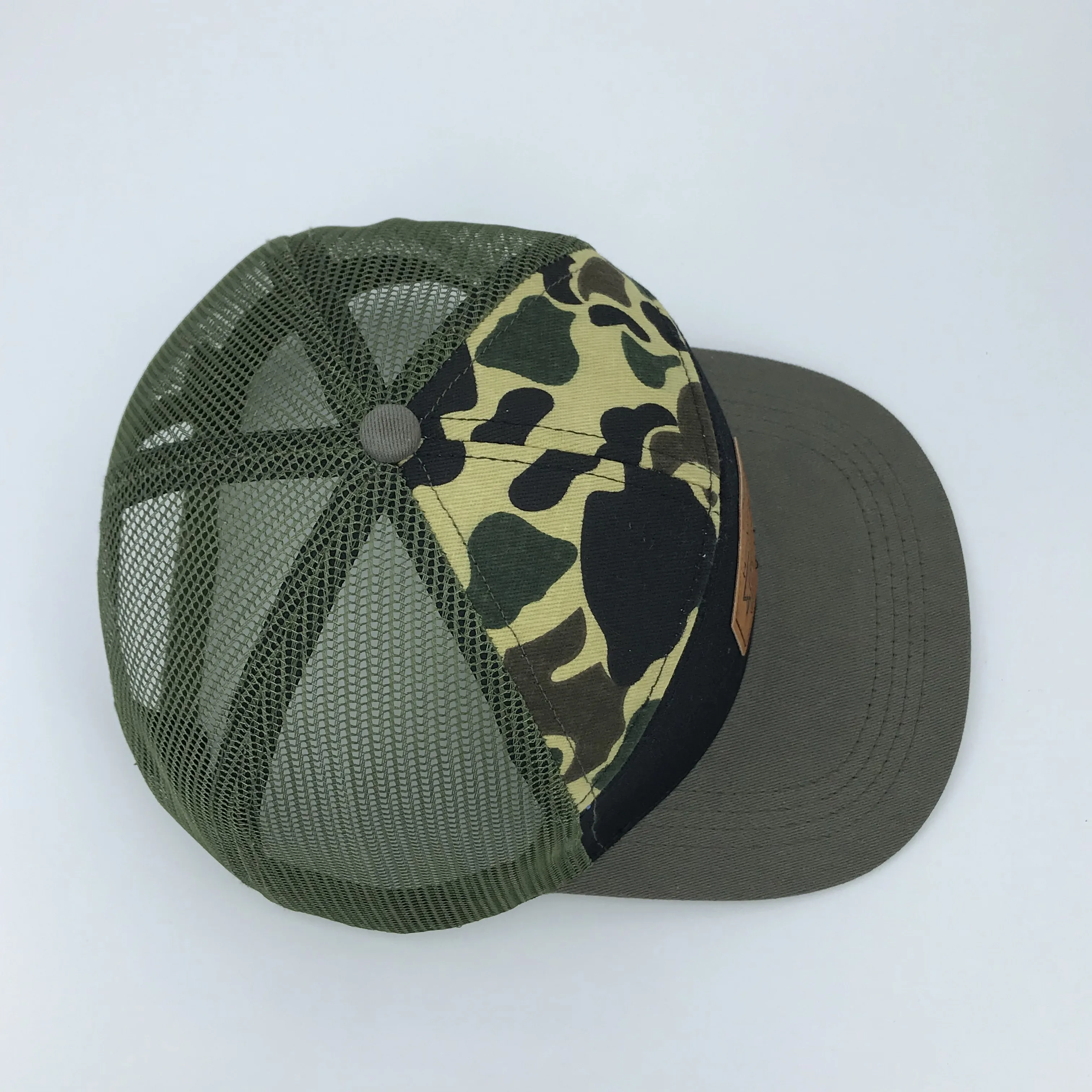 7 Panel Camo Custom Profile Hat Mesh Trucker Cap Patch Designer Trucker ...