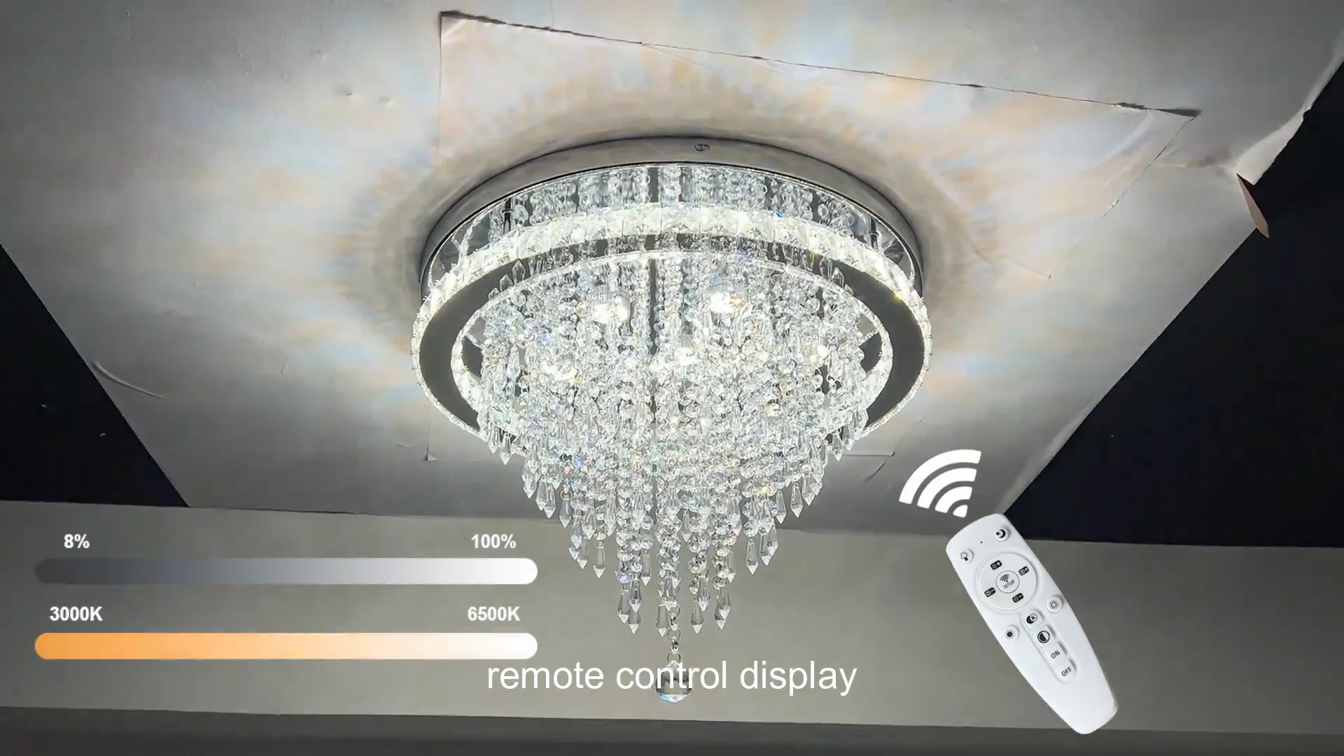 Custom Modern Luxury 46w Dimmable Ceiling Crystal Chandelier Light ...