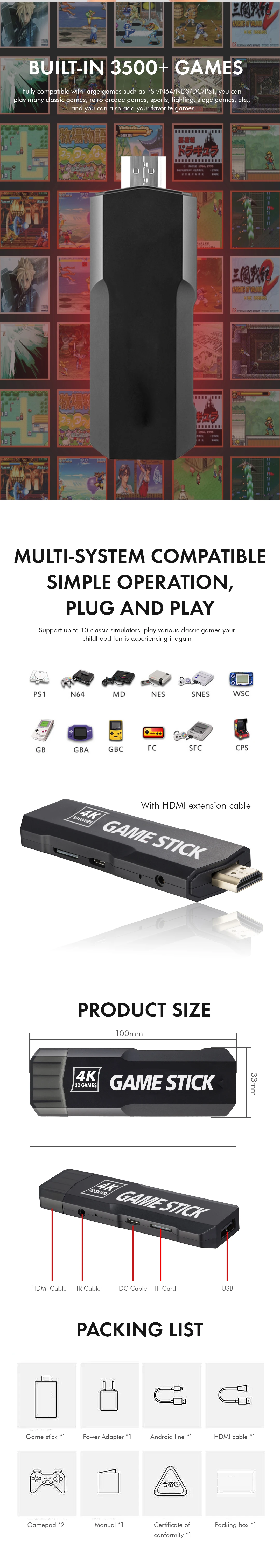 Hot Sale X2plus Gd 10 Video Game Console 4k Hd Gamestick Retro Gd10 ...