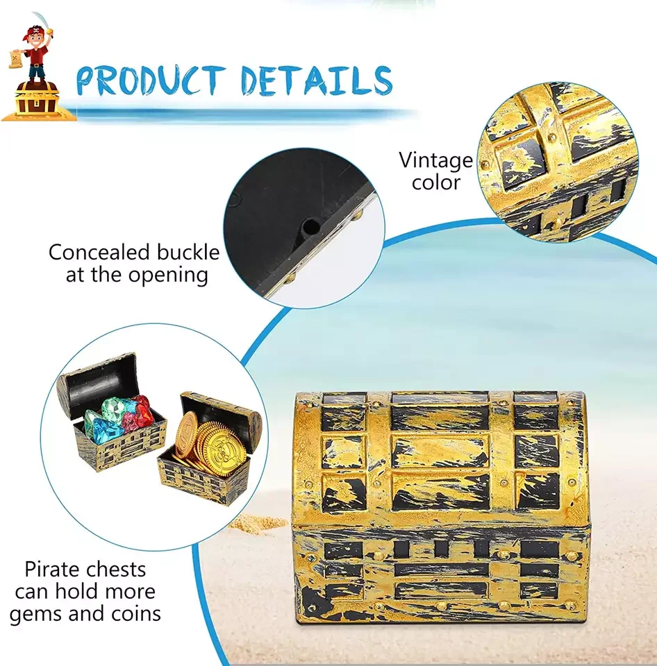 8.5 Cm Mini Pirate Treasure Chests Jewelry Storage Box For Halloween ...