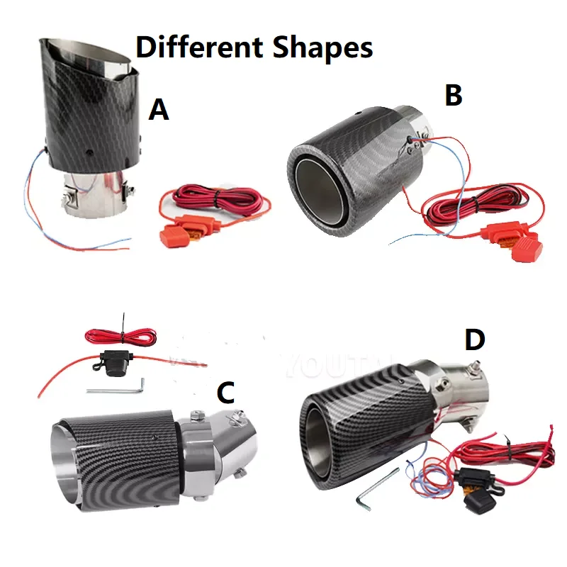 Universal Car LED Exhaust Muffler Tip Pipe - Carbon Fiber