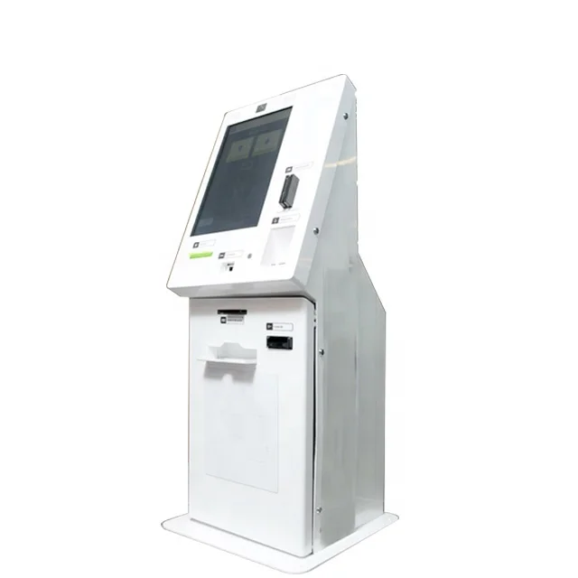 Self currency exchange touch screen kiosk machine with cash and coin ...