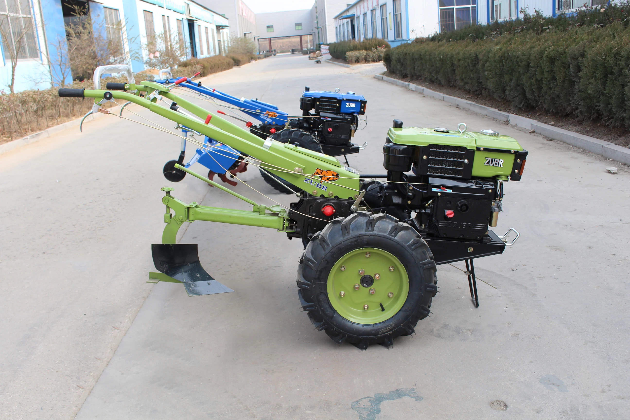 12hp Walking Tractor with Plough and Rotary Tiller Garden Walking ...