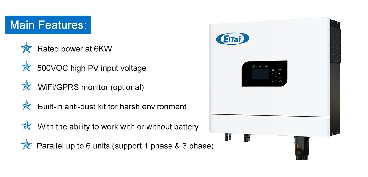 Eitai Inversor Solar 6kva Mppt Residential Storage Inverter With Wifi ...