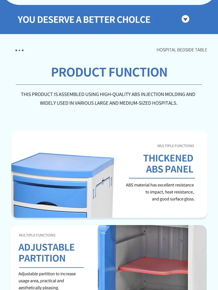 Abs Plastic Green Nightstand Medical Hospital Bed Beside Table Cabinets ...