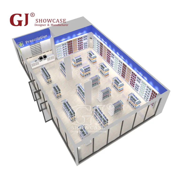 Pharmacy Mobile Furniture Steel Medicine Display Shelf with Lockable ...