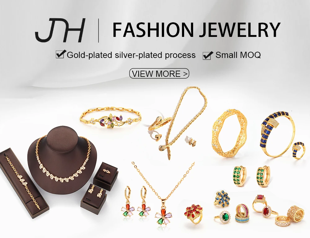 Jh Indian Ladies Jewelry Set Wedding Luxury Brass Zircon Bracelet Ring ...