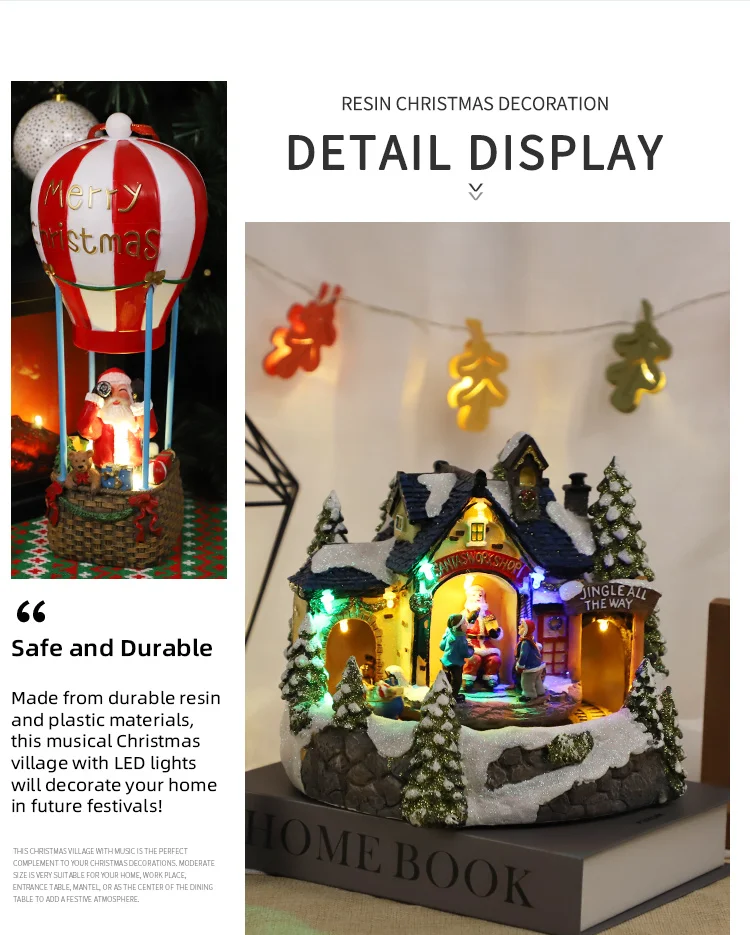 Miniature Led Christmas Lights Village Mini House Resin Decoration Led ...