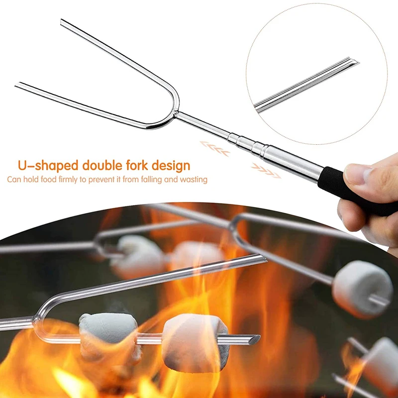33 Inch Toasting Kit Telescoping Fire Pit BBQ Skewers Hot Dog Kids ...