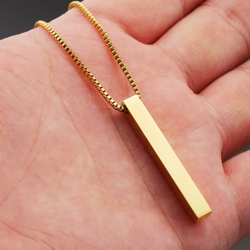 Customized Vertical Bar Necklace Stainless Steel Simple Distorted ...