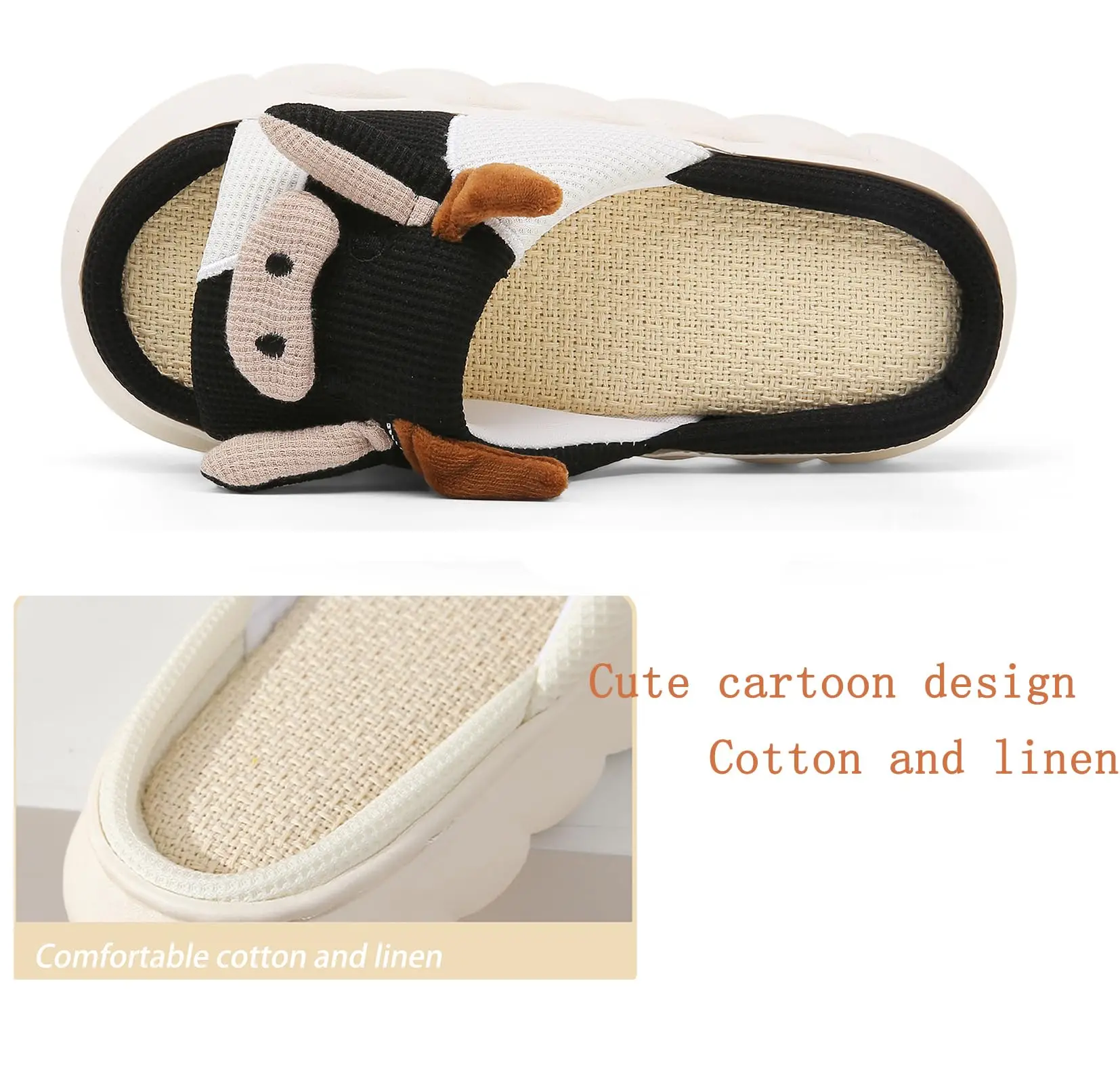 Warm and Stylish Vaquita Milk Cow Lady Slippers in Linen