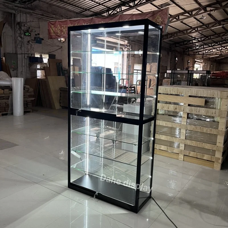 Frameless Glass Glass Display Showcase Aluminum Tempered Glass Display ...