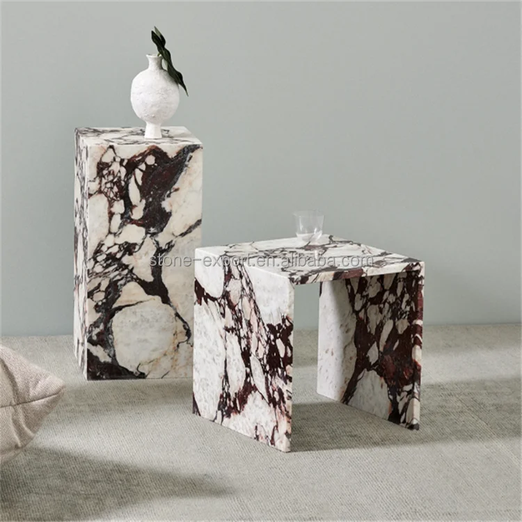 Luxury Hotel Calacatta Violet Travertine Tall Low Plinth Stand Display ...