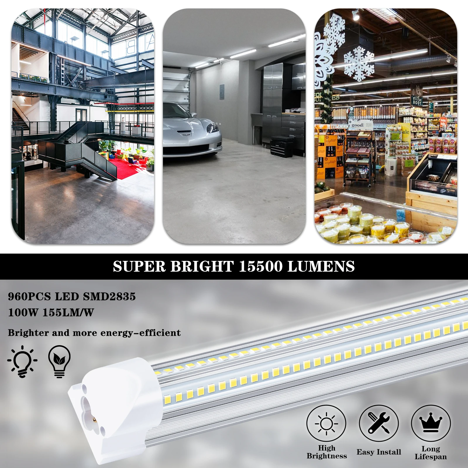 50W 100W V-Shaped T8 LED Tubes for Shop & Warehouse Lighting