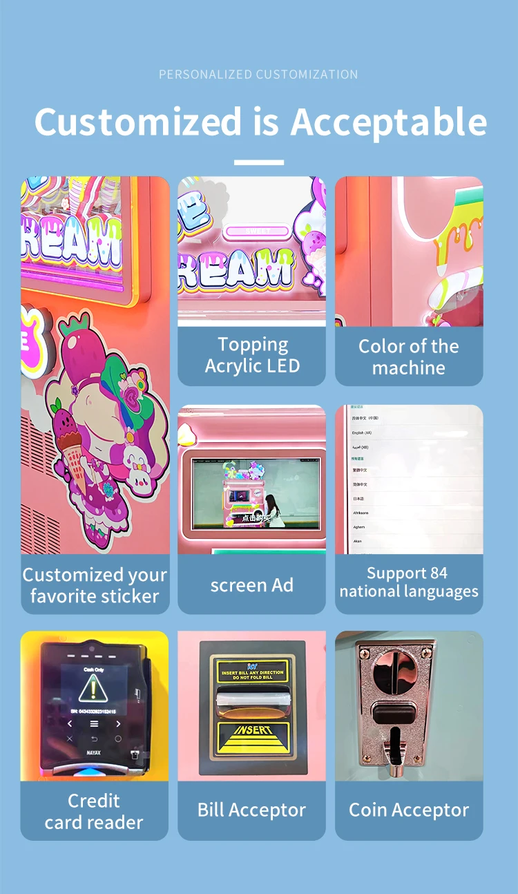 Red Rabbit Smart Robot Ice Cream Vending Machine Automatic Snowflake ...