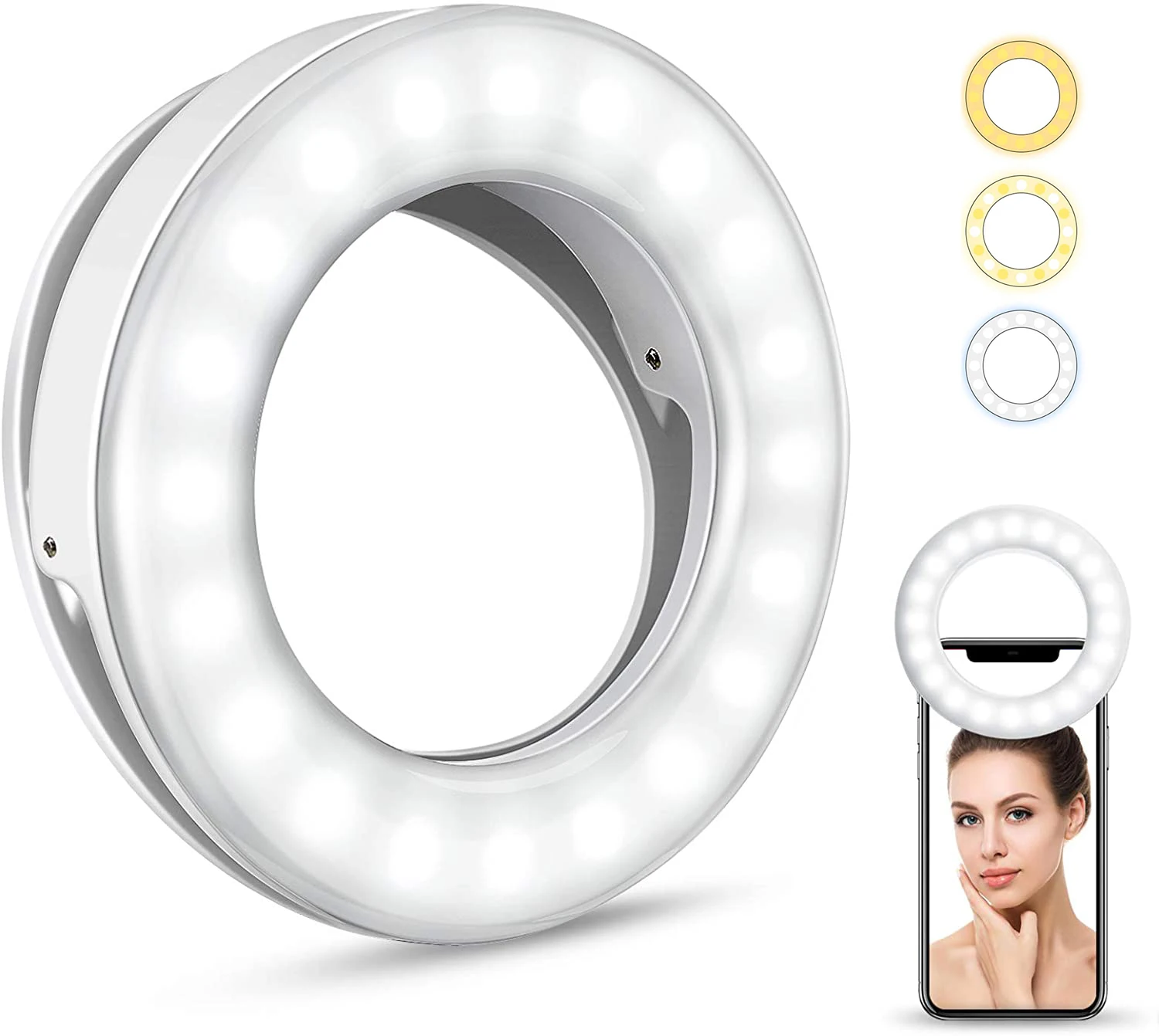 New Led Selfie Ring Light For Cell Phone Usb Rechargeable 40 Led 3level ...