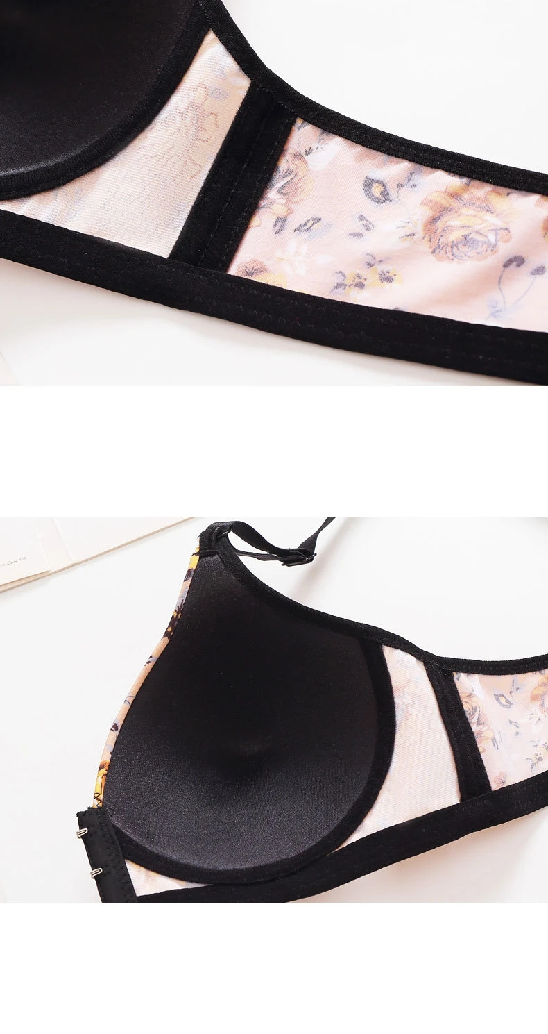 Family Outdoor Women's Bra Printed Front Buckle Anti-sagging Large Size ...