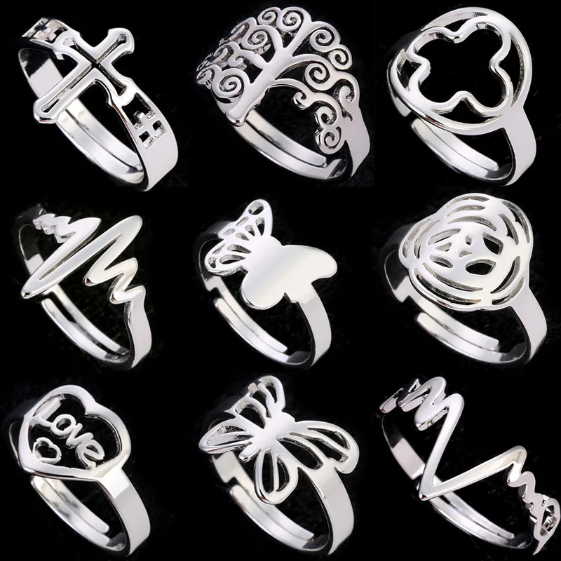 Cutting Laser Crystal Design Open Steel Styles Various Stainless Ring ...