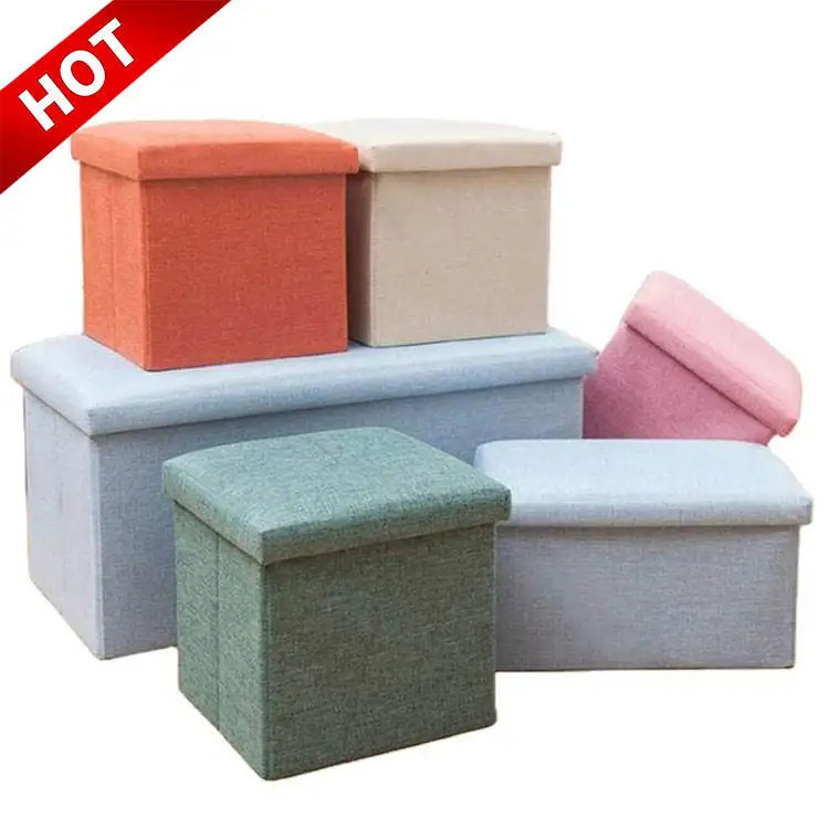 Custom Living Room Furniture Fabric Linen Leather Collapsible Toy ...