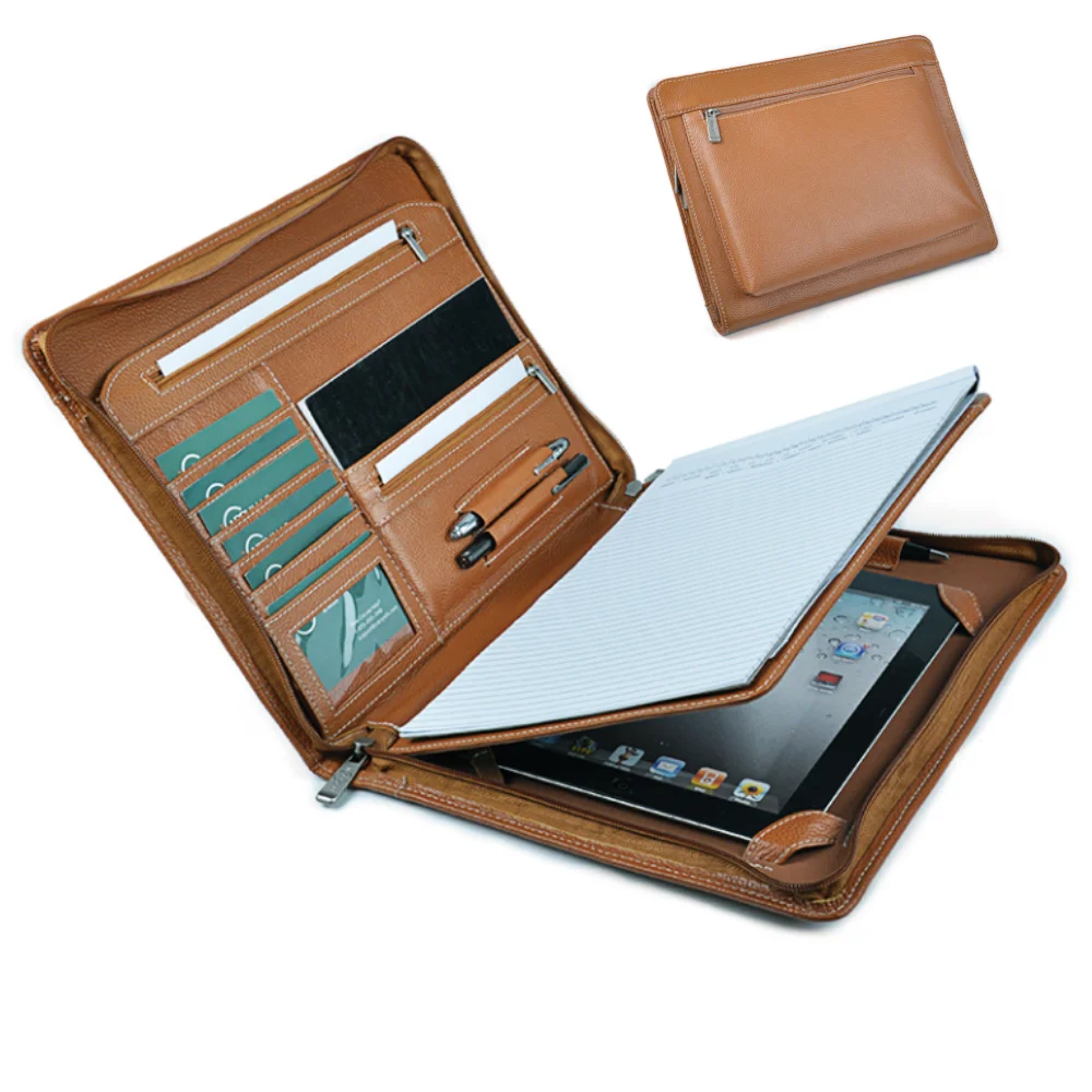 Executive Zippered Holder - Leather Documents Organizer