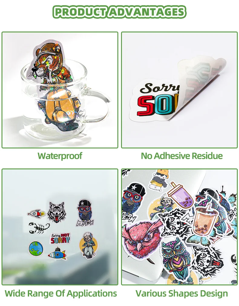 Vograce Clear Glitter Die Cut Stickers - Custom Printing