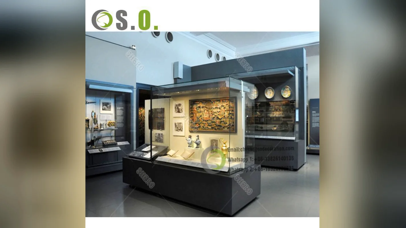 Customized Size Natural Museum Display Showcase Museum Show Shelves ...