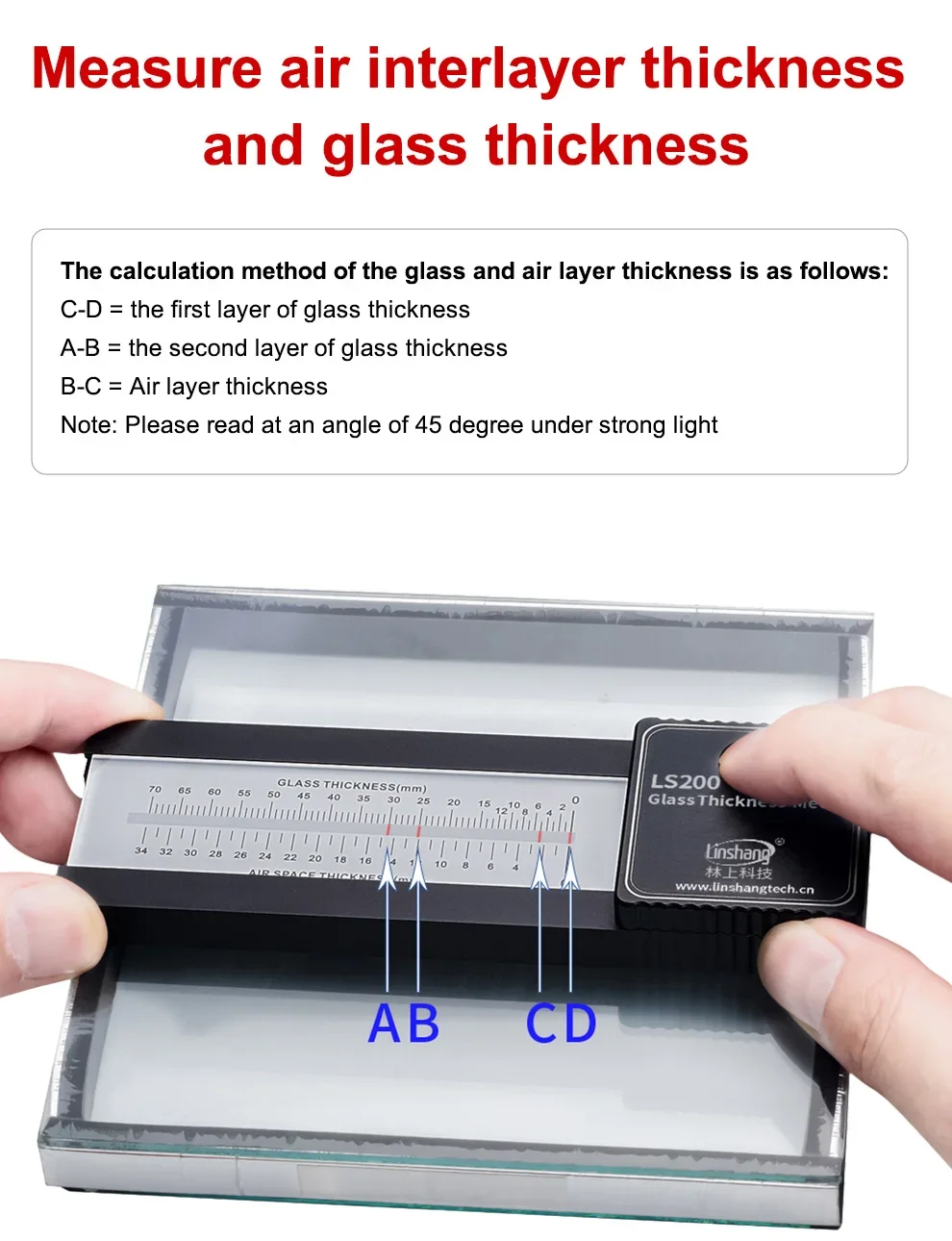 One-side Measurement Double Glazing Laser Glass Thickness Meter Hollow ...