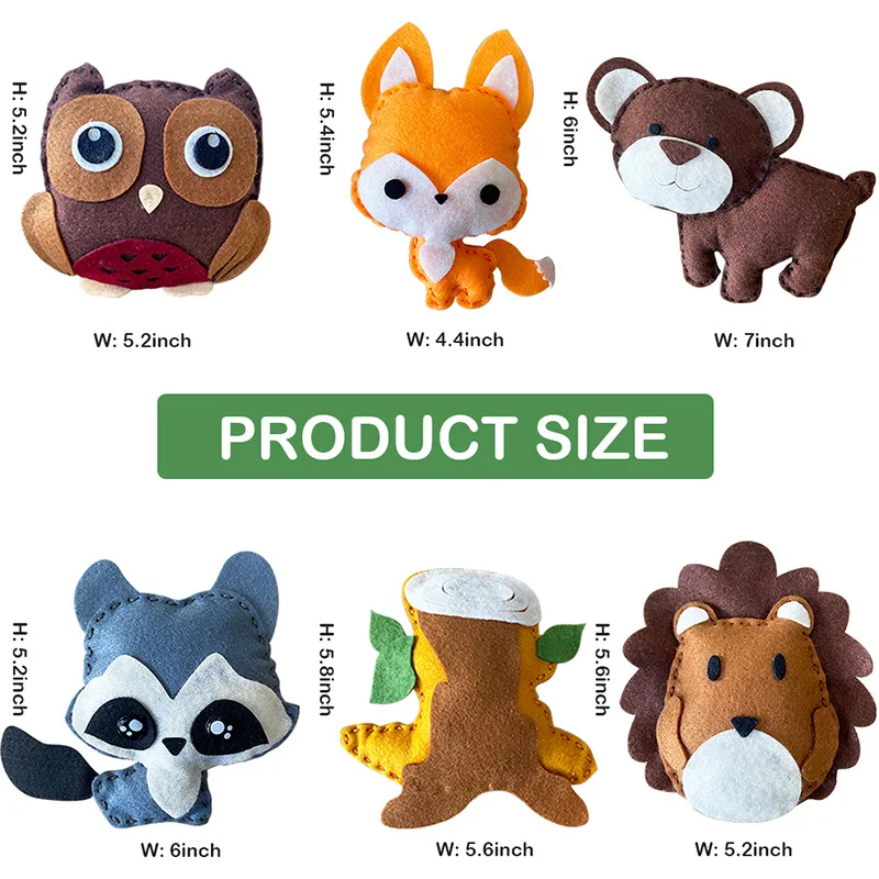 Custom Animals Craft Kit Forest Creatures Diy Sewing Felt Plush Animals ...