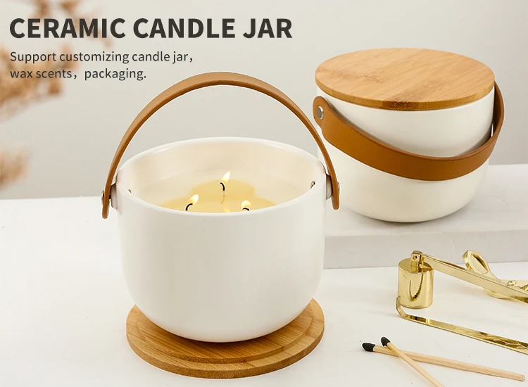 Custom Luxury Big Large Ceramic Candle Jar Unique 3 Wick Candle Jars ...