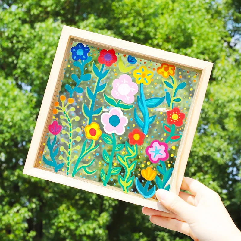 Meihui Art DIY Glass Painting Frame Kids Acrylic Glass Painting Frame