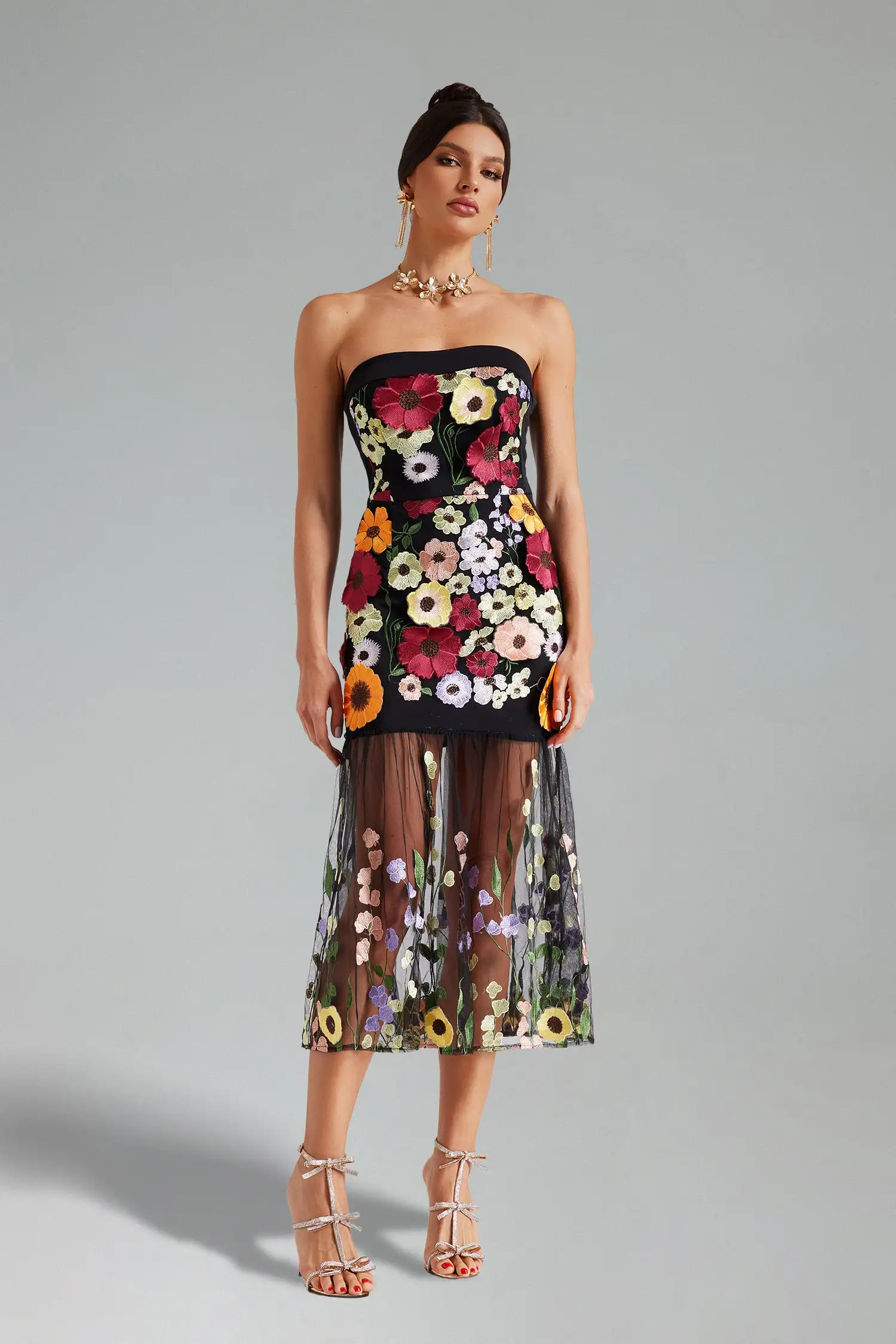 Bella Barnett LadiesSalo Floral Embroidered Dress Ladies Women Sexy ...