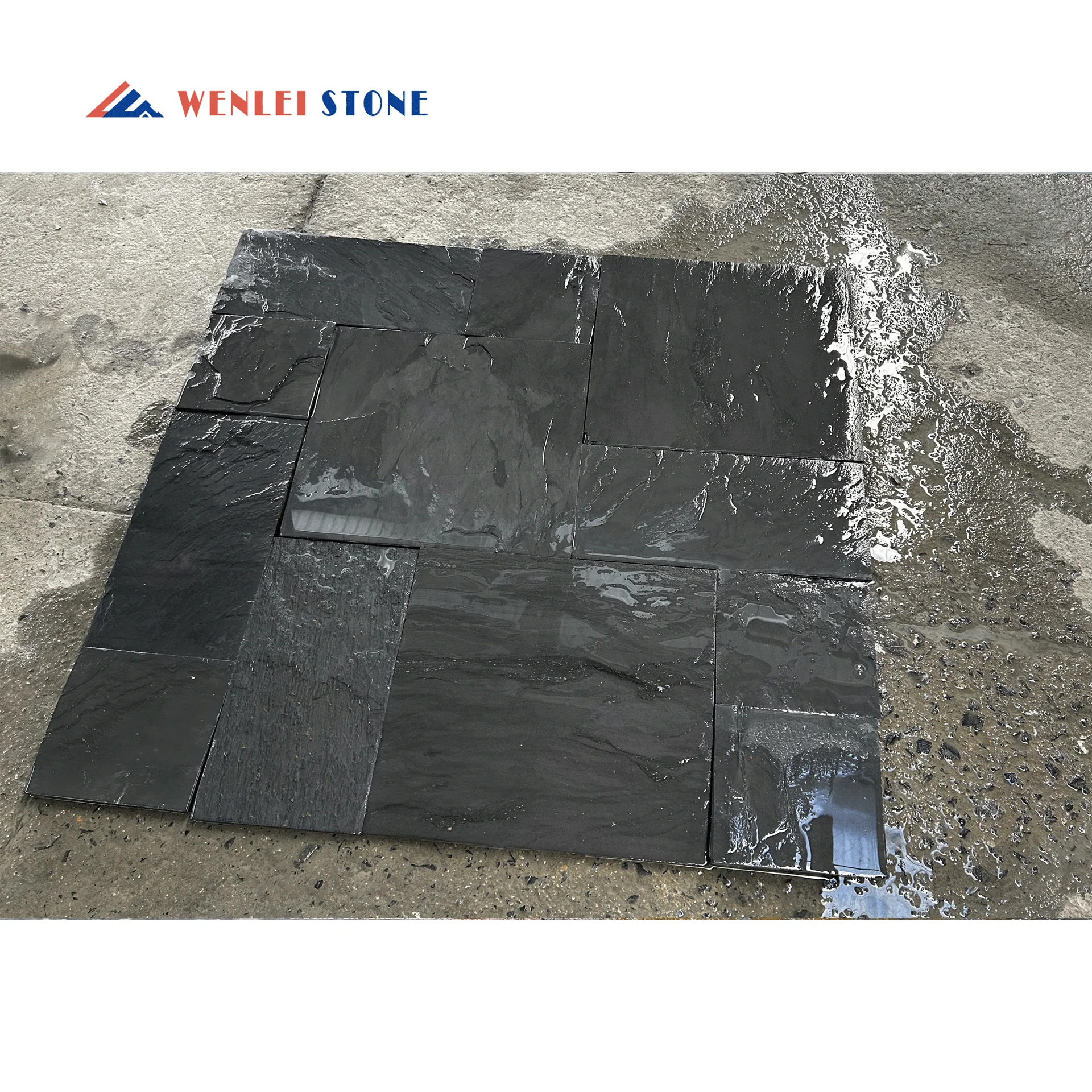 Natural Black Riven Stone Tile Slate Floor Tiles Slate Stone Paving for ...