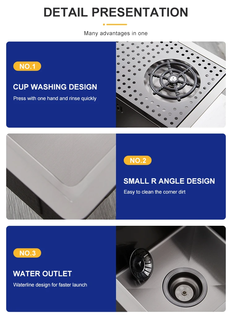 Modern Black Stainless Steel Single Bowl Rinser Small Undermount ...