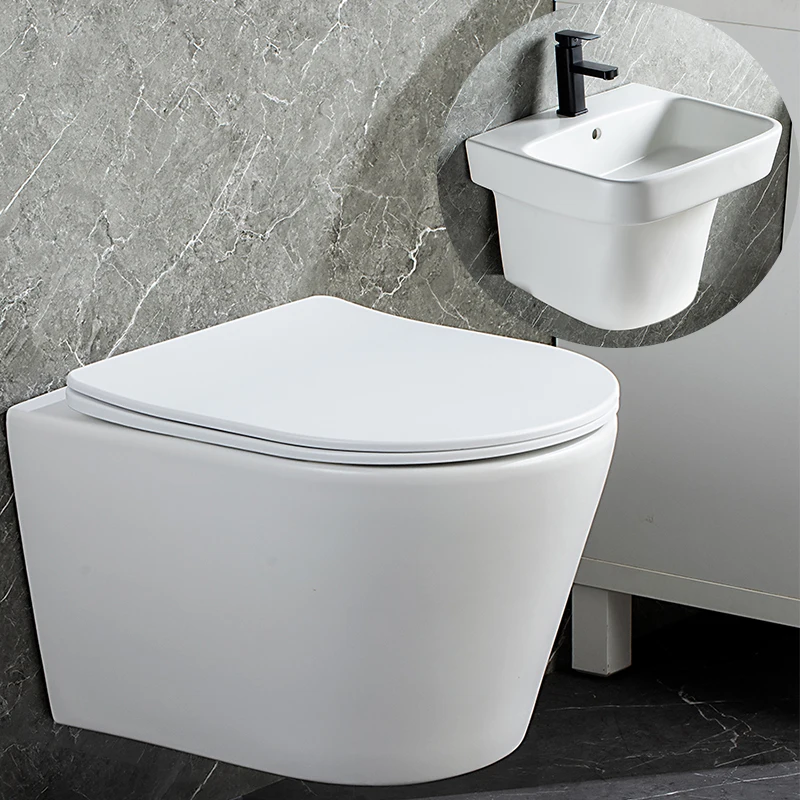 Modern Porcelain CE Rimless Wall Mounted Basin Toilet Toilet Bowl Sink ...