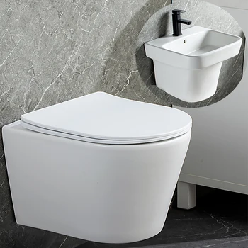 Modern Porcelain Ce Rimless Wall Mounted Basin Toilet Toilet Bowl Sink ...