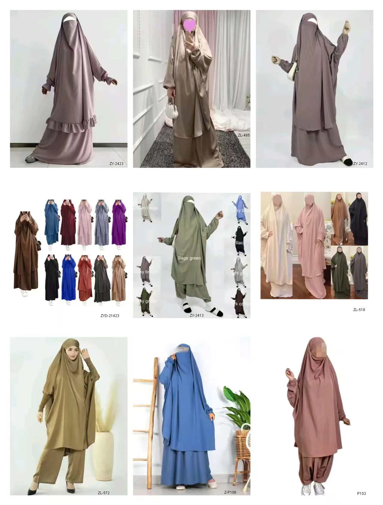 Alibaba.com: 2-piece cotton jersey jilbab with pockets and shiny satin ...