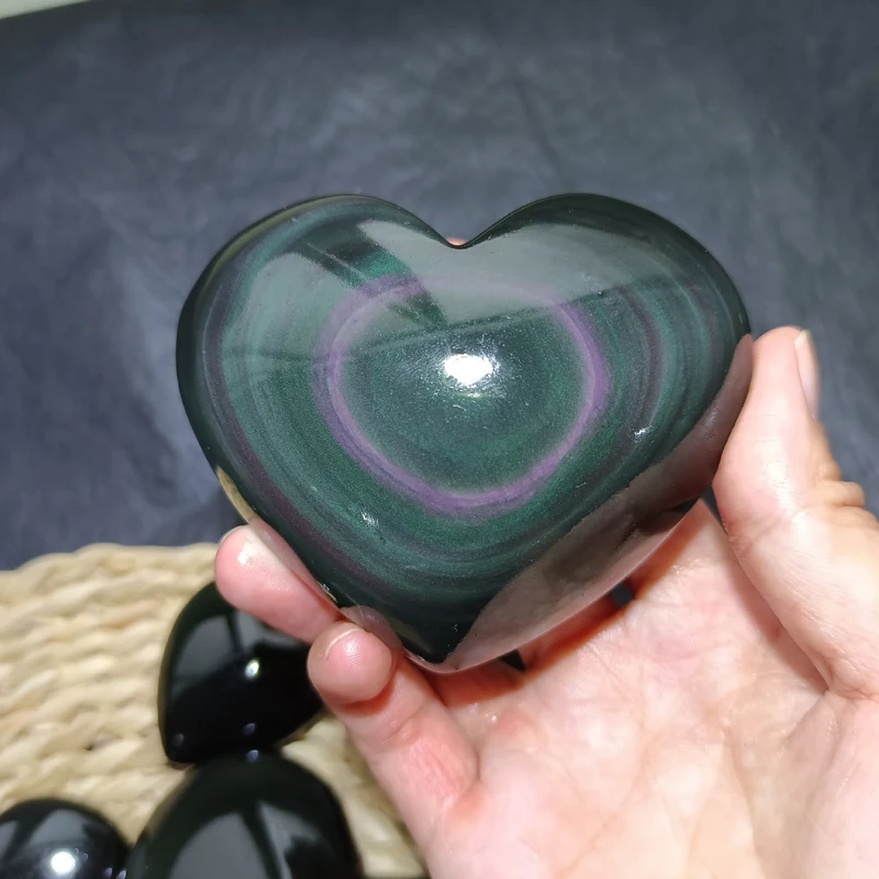 Natural Rainbow Obsidian Hearts Reiki Healing Crystal Rainbow Obsidian ...