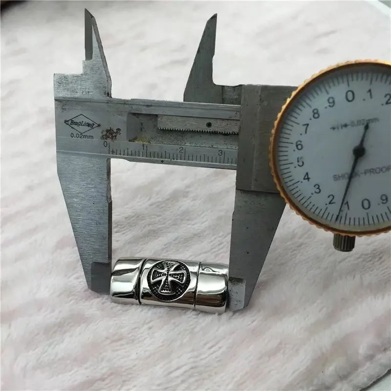 Custom Logo Stainless Steel Clasp Flat Hole 12*6mm Leather Cord Cross ...