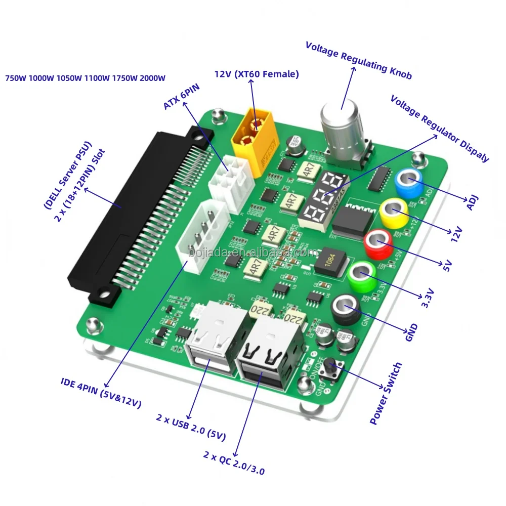 60pin Connector Breakout Board With 4 Usb 2.0 Port Molex 4pin Atx 6pin ...