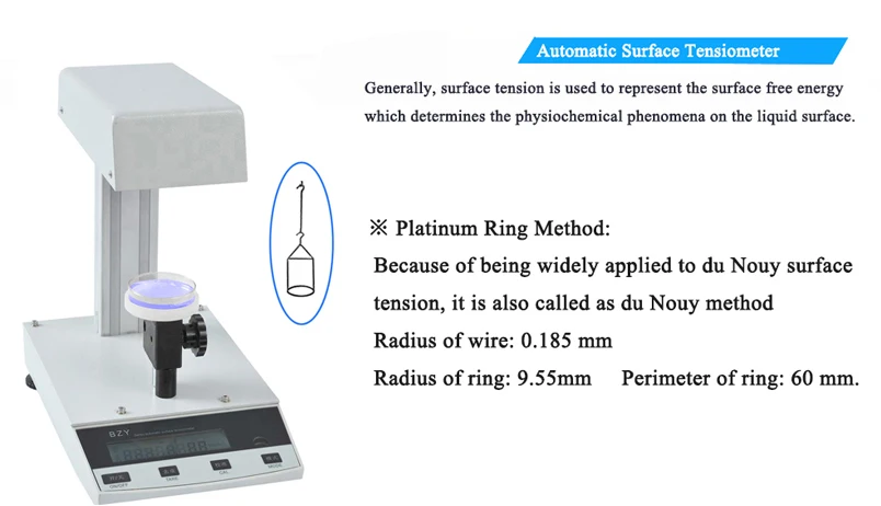 110V or 220V Lab Automatic Surface Tensiometer Platinum Loop Method ...