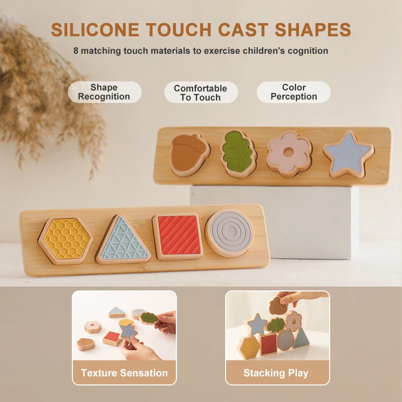 Infant Shape Matching Toys for Children Silicone Wood Puzzle Baby Early ...
