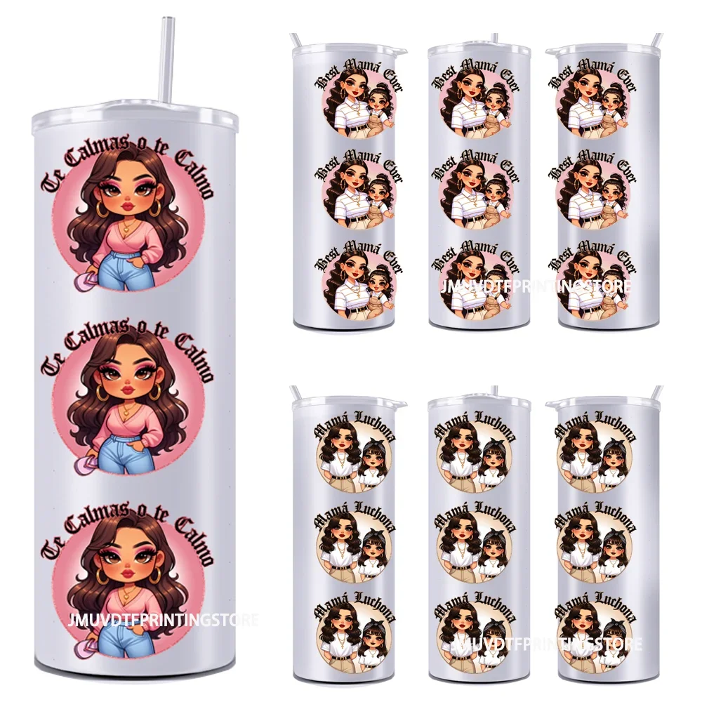Latina Mexican Chicana Mom Chibi 20oz Uv Dtf Tumbler Straight Wrap ...