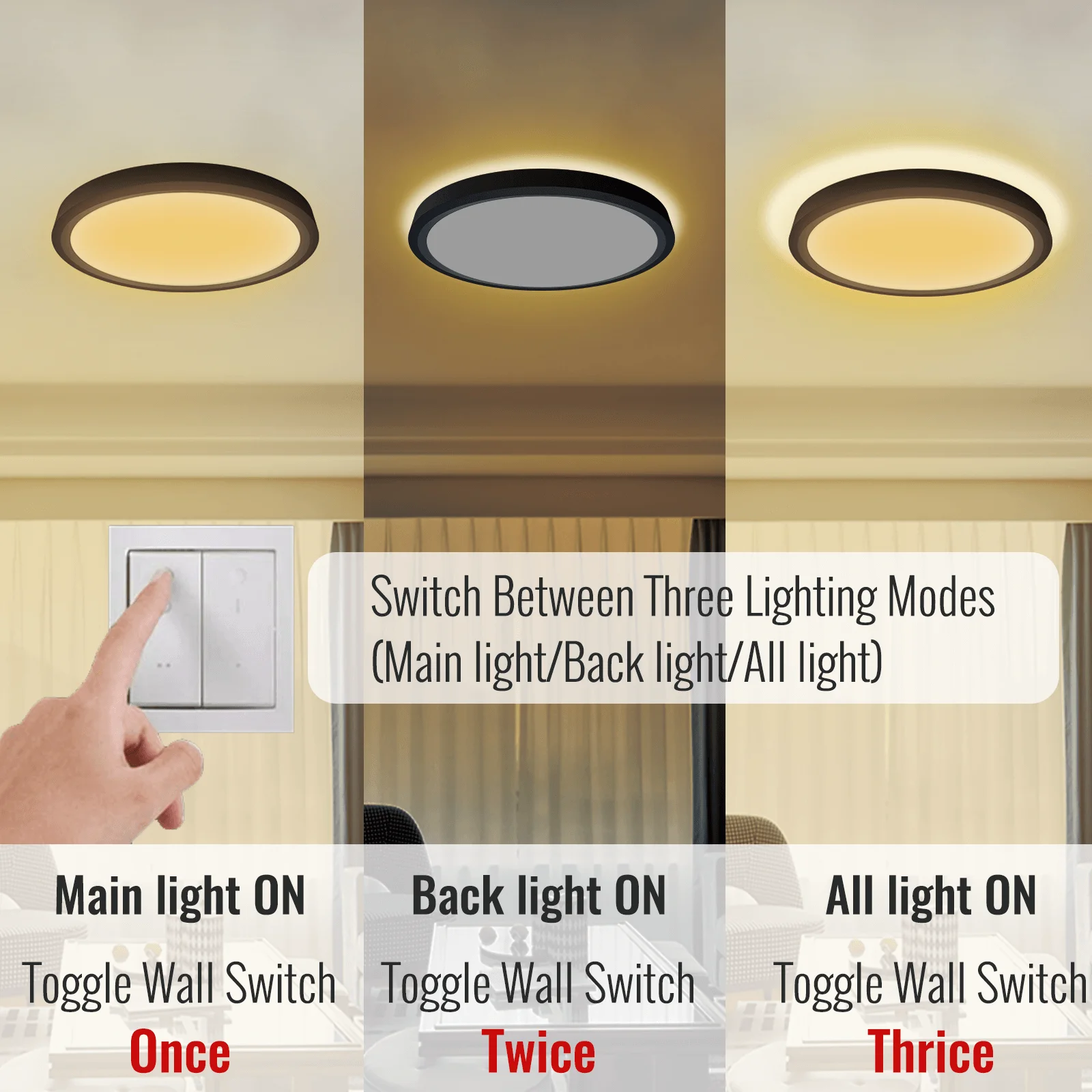 Worbest Flush Mount Remote Control Round Led Ceiling Light 12 Inch 20w ...