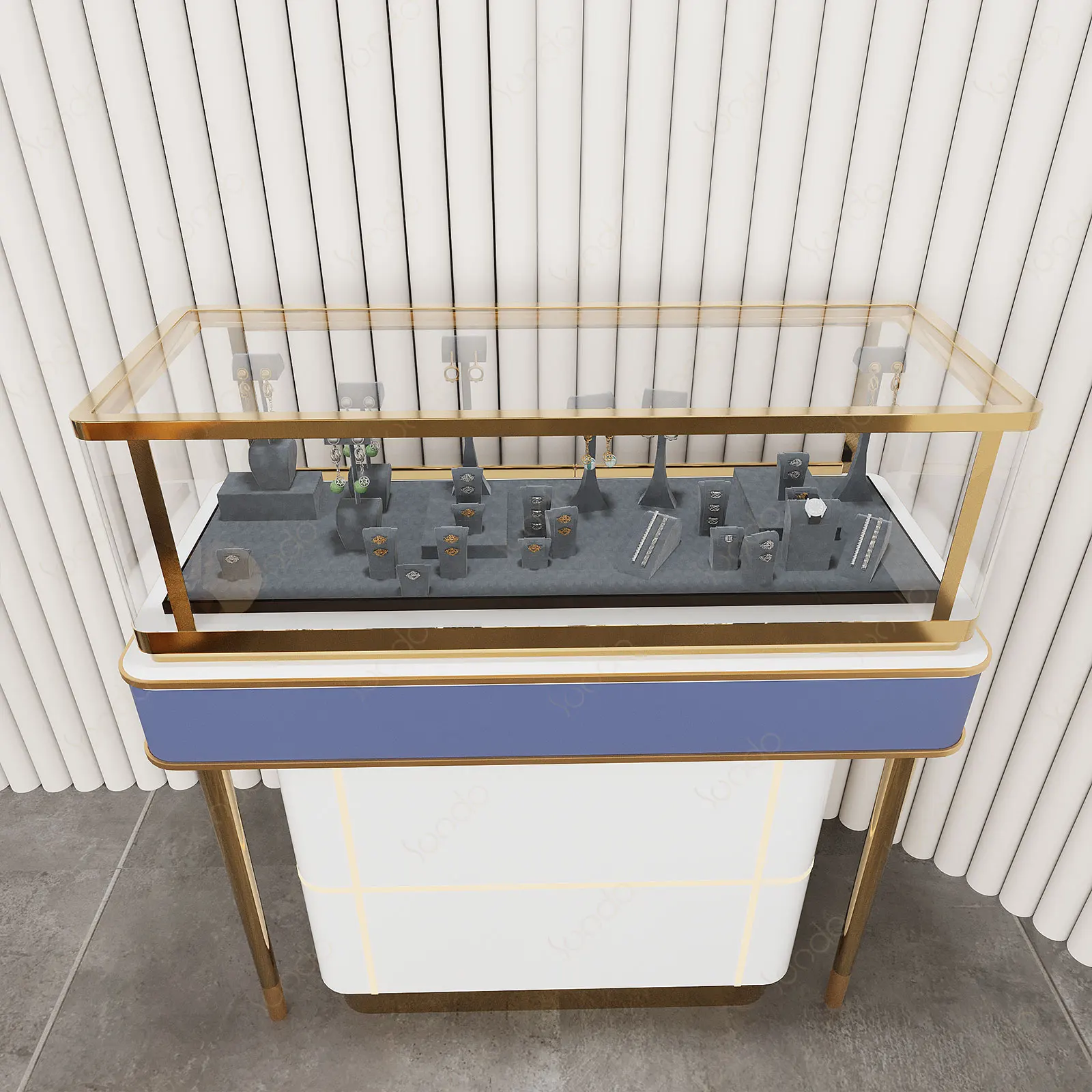 Luxury Jewelry Display Counter - Suede Props Set for Window Show